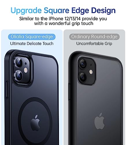 Olialia Strong Magnetic Case for iPhone 11, [Compatible with MagSafe] [Military Drop Protection] Skin-Friendly Touch Shockproof Protective Slim Phone Cover 6.1 inch, Black