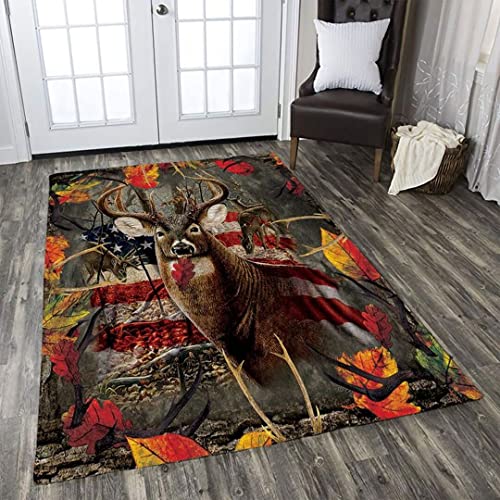 Deer Hunting Rug, Hunting Carpet, Country Kitchen mat, Non Slip Rug Gift for Mom Non Slip Nursery Rugs Carpet for Hallway Bathroom Outdoor Living Room Soft Blue Rug 2x3 3x5 4x6 5x8 Area Rug