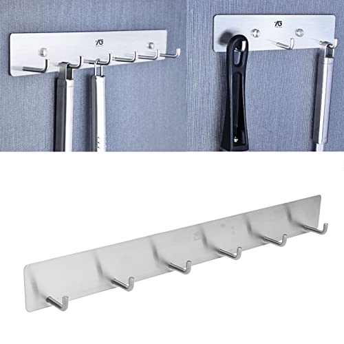 Vifemify Stainless Steel Towel Hook Six Hook Self-Adhesive Stainless Steel Hook Towel Rack Wall Hook Kitchen Bathroom Easy Installation