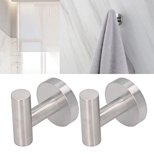 Vifemify 2 Pack Brushed Stainless Steel Bath Towel Robe Hook Round Wall Hanger Hanger Hook Hanger Waterproof High Load Bearing