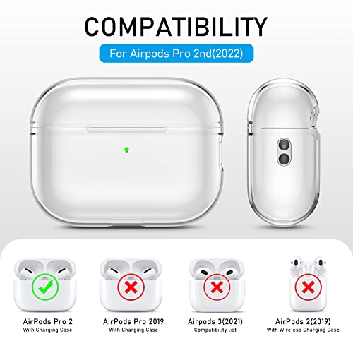 Youtec for Airpods Pro 2nd Generation Case,Clear for Airpods Pro 2 Cover 2022 with Keychain Lanyard,Transparent TPU Carrying Case Skin with Hand Strap for Women Men,Clear