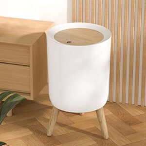 doyingus round trash can with lid, 1.8 gallon plastic garbage can with legs, garbage bin with push button, modern waste basket for bedroom bathroom living room office