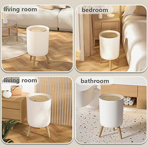 Doyingus Round Trash Can with Lid, 1.8 Gallon Plastic Garbage Can with Legs, Garbage Bin with Push Button, Modern Waste Basket for Bedroom Bathroom Living Room Office