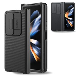 miimall compatible for samsung galaxy z fold 4 case hinge, [slide camera cover][creative hinge protection] military grade protection bumper cases for galaxy z fold 4 5g case 2022