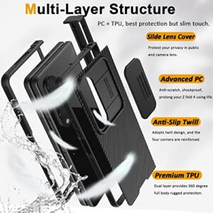 Miimall Compatible for Samsung Galaxy Z Fold 4 Case Hinge, [Slide Camera Cover][Creative Hinge Protection] Military Grade Protection Bumper Cases for Galaxy Z Fold 4 5G Case 2022