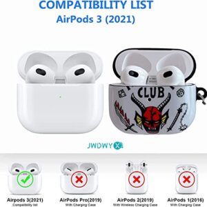 Auto Element Cartoon Anime Stranger Design Soft TPU Airpods 3rd Generatio Case，with Cool Anime Stranger Lanyard Keychain，Suitable Fashion Man Women Girl Airpods 3rd Case