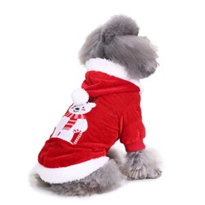 ornaous cute dog cat christmas hoodie, pet teddy bear cosplay costume, puppy fleece outfits warm clothes（xl size）