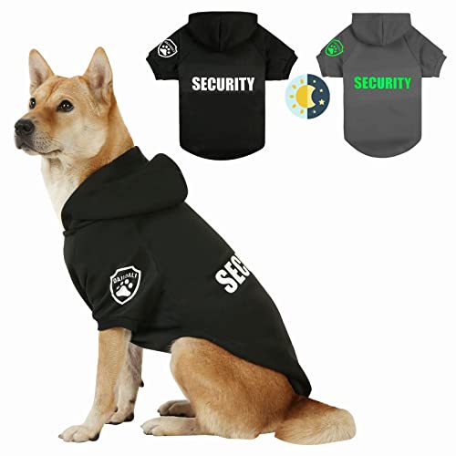 Dog Security Hoodie with Glow-in-The-Dark Prints DAJIDALI Dog Clothes Apparel Winter Sweatshirt Warm Sweater Jacket Coat Hoodie for Small Medium Large Dog Cat