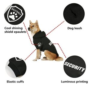 Dog Security Hoodie with Glow-in-The-Dark Prints DAJIDALI Dog Clothes Apparel Winter Sweatshirt Warm Sweater Jacket Coat Hoodie for Small Medium Large Dog Cat