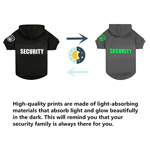 Dog Security Hoodie with Glow-in-The-Dark Prints DAJIDALI Dog Clothes Apparel Winter Sweatshirt Warm Sweater Jacket Coat Hoodie for Small Medium Large Dog Cat