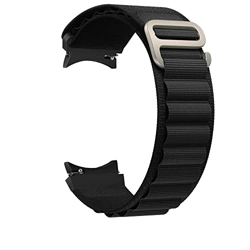 Nylon Watch Band Compatible with Samsung Galaxy Watch 6 5 4 Bands 40mm 44mm/Watch 5 Pro Band 45mm/Watch 4 6 Classic Bands 42mm 43mm 46mm 47mm, Alpine Loop Woven Sport Strap for Men Women - Black