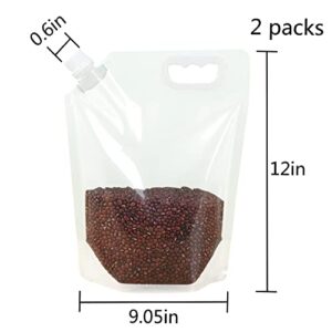 Grain Moisture-Proof Sealed Bag,6Pack Transparent Grain Storage Suction Bags,2 funnels,reusable, with carrying handle(2pcs 500ml,2pcs 1.5L,2pcs 2L)