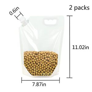 Grain Moisture-Proof Sealed Bag,6Pack Transparent Grain Storage Suction Bags,2 funnels,reusable, with carrying handle(2pcs 500ml,2pcs 1.5L,2pcs 2L)