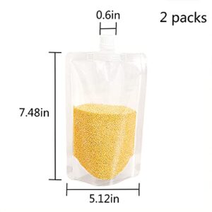 Grain Moisture-Proof Sealed Bag,6Pack Transparent Grain Storage Suction Bags,2 funnels,reusable, with carrying handle(2pcs 500ml,2pcs 1.5L,2pcs 2L)