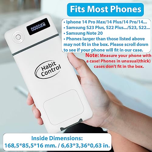 Habit Control Cell Phone Lock Box with Timer for Self-Discipline, Portable Time Lock Box Suitable for iPhone and Android Smartphones, Phone Jail Box with Timer to Reduce Screen Time, (White)