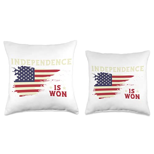 July 4 Fourth Of July Patriotic Apparel Independence is Won 4 Fourth of July Patriotic Throw Pillow, 16x16, Multicolor