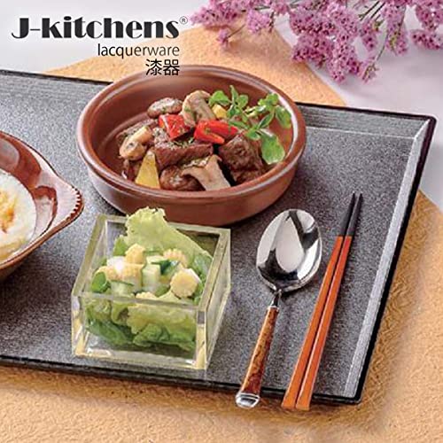 J-Kitchens Obon Tray, Heat Resistant, Clear Stream, Long Hand, Wood Grain, Silver, Tenkuro Richi, Non-Slip, Obon Shaku 5, Made in Japan