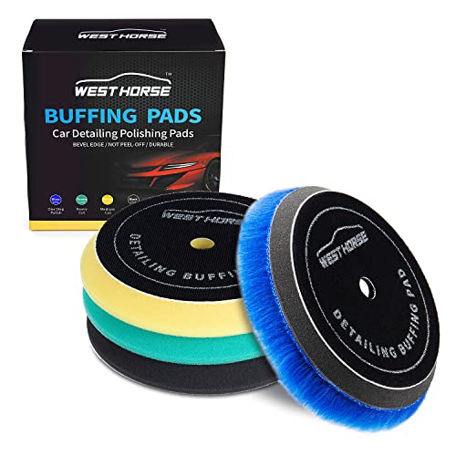 5 Inch Polishing & Buffing Pads 4Pcs, Foam and Wool Polishing Pad Kit for 5" /125mm Backing Plate, Orbital Foam Buffer Pads and Woolen Polihser Pad, for Car Compounding, Polishing and Waxing