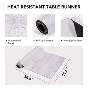 Trivet Table Runner Hot Plates Mat 12 X 40 Inch Heat Resistant Table Protector Waterproof Decorative Farmhouse Kitchen Trivets Counter Heat Proof Placemats for Hot Dishes (Marble)