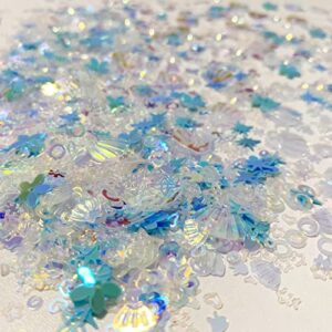 2000 Pieces Mermaid Seashell Party Glitter PVC Confetti for DIY Mold Art Nail Artwork Holiday Engagement Wedding Bridal Shower Birthday Valentines Party Decorations