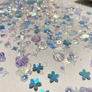 2000 Pieces Mermaid Seashell Party Glitter PVC Confetti for DIY Mold Art Nail Artwork Holiday Engagement Wedding Bridal Shower Birthday Valentines Party Decorations