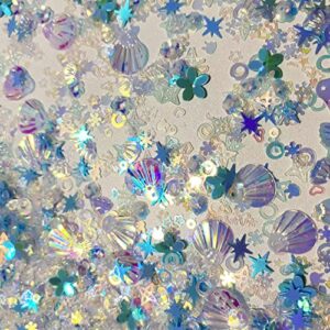 2000 Pieces Mermaid Seashell Party Glitter PVC Confetti for DIY Mold Art Nail Artwork Holiday Engagement Wedding Bridal Shower Birthday Valentines Party Decorations