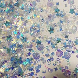 2000 Pieces Mermaid Seashell Party Glitter PVC Confetti for DIY Mold Art Nail Artwork Holiday Engagement Wedding Bridal Shower Birthday Valentines Party Decorations