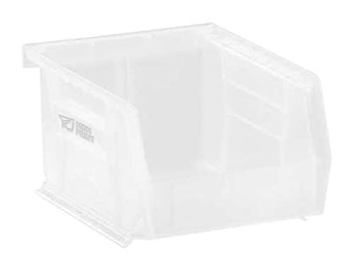 Clear Hang and Stack Bin, 5-3/8"L x 4-1/8"W x 3"H, Outside Width: 4 1/8 in