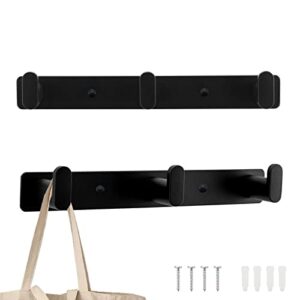 potaosey 2-pack black wall coat rack, wall mounted coat rack with 3 hook,modern style coat rack wall mounted,metal coat hooks rail for coat hat key bathroom bedroom hotel entryway