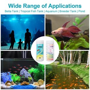 DAJIANG 9 in 1 Aquarium Test Strips,100 Strips Aquarium Testing Kit for Freshwater Saltwater, Pond Test Strips for Fish Tank Testing pH, Iron, Copper, Nitrite, Nitrate, Hardness, More