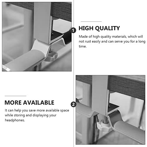 Angoily Silver Headphone Headphones Desk Iron Clamp Office Desktop Under- Under Arm Aluminum Adjustable Dual Premium Design Storage for with Mount Universal Rack All Head Display Fit Hook