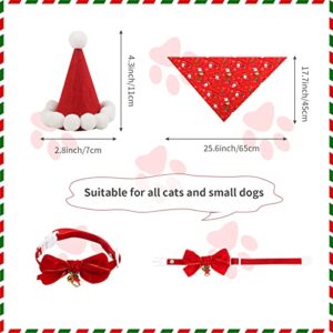 JUNSPOW Christmas Cat Costume Outfit Set Pet Christmas Costume Santa Christmas Hat Christmas Cat Collar for Puppy Kitten Christmas Party Costume Supplies