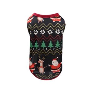 honprad christmas red creative christmas pet clothes christmas polyester vest series christmas print matching pet dog clothes xxs and retractable leash set (black, m)