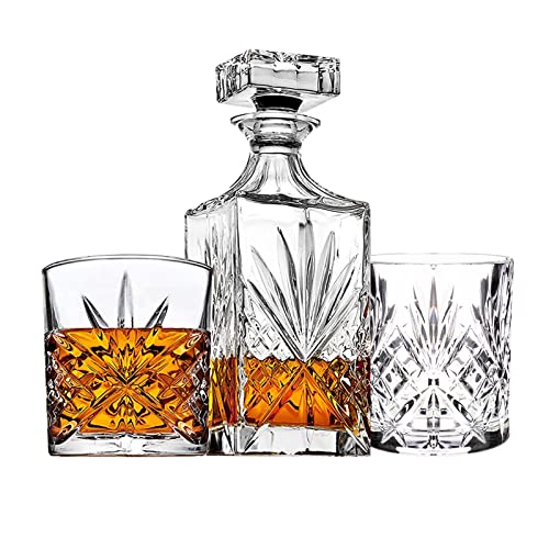 CHRHZN Whiskey Decanter Set - Gifts for Men Crystal Bourbon Decanter Set, Scotch Decanter Set,Whiskey Decanter with 2 Glasses in Gift Box, Gifts for Fathers, Brothers, Bosses, Husbands