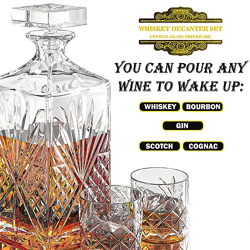 CHRHZN Whiskey Decanter Set - Gifts for Men Crystal Bourbon Decanter Set, Scotch Decanter Set,Whiskey Decanter with 2 Glasses in Gift Box, Gifts for Fathers, Brothers, Bosses, Husbands