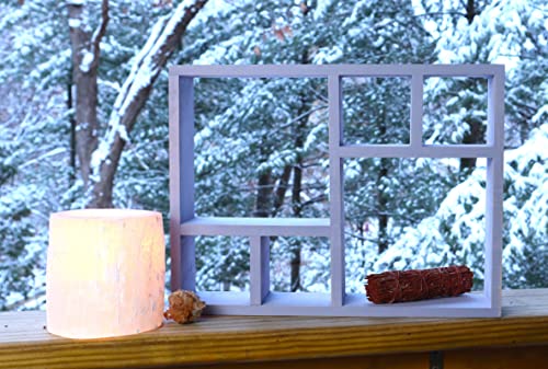 Mini Crystal Display Shelf - Rustic Wall-Mounted Floating Shelf for Farmhouse Décor. Great Nightstand/Apothecary Shelf for Fossils, Reiki Crystals or Countertop Organizer (Violet)