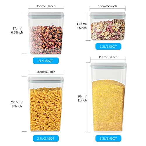 QGCVDAA 4 Pack Airtight Food Storage Containers with Lids, Pop One Button Open BPA Free Plastic Cereal Containers Storage for Kitchen Pantry Organization for Cereal, Flour, Coffee, Sugar