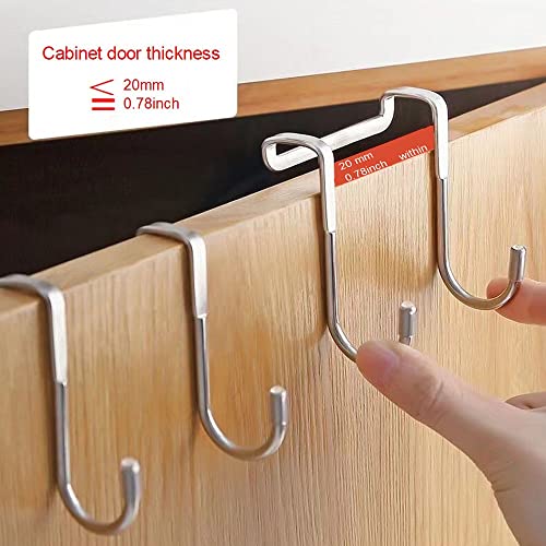 Lnndong 4-Piece Cabinet Drawer Room Door Double Hook 304 Stainless Steel Multi-Purpose Narrow Door Hook, Suitable for Kitchen, Bathroom, Drawer, Hanging Bag, Bedroom, Office, Shop, Warehouse, Etc.