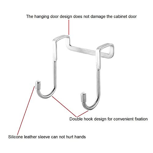 Lnndong 4-Piece Cabinet Drawer Room Door Double Hook 304 Stainless Steel Multi-Purpose Narrow Door Hook, Suitable for Kitchen, Bathroom, Drawer, Hanging Bag, Bedroom, Office, Shop, Warehouse, Etc.