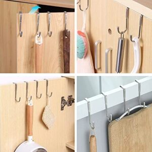 Lnndong 4-Piece Cabinet Drawer Room Door Double Hook 304 Stainless Steel Multi-Purpose Narrow Door Hook, Suitable for Kitchen, Bathroom, Drawer, Hanging Bag, Bedroom, Office, Shop, Warehouse, Etc.