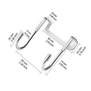 Lnndong 4-Piece Cabinet Drawer Room Door Double Hook 304 Stainless Steel Multi-Purpose Narrow Door Hook, Suitable for Kitchen, Bathroom, Drawer, Hanging Bag, Bedroom, Office, Shop, Warehouse, Etc.