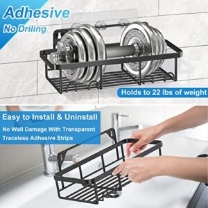 Attmu Shower Caddy Shower Shelf No Drilling with 2 Soap Holders, Adhesive Large Capacity Shower Organizer for Bathroom, Kitchen, Shower Rack Shelves - 4 Pack (Black)