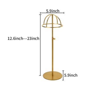 K KAIDIYIN Hat Display Stand Titanium Gold Hat Stand,Set of 2,Height Adjustable Cap Rack, Fingerprint Resistant, Durable Stainless Steel Material