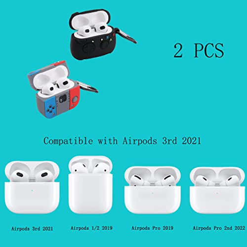 [2 Pcs] Wifantien 3D Cute Gamepad+Switch Case for AirPod 3rd Case,3D Cute Cartoon Women Girls Kids Kawaii Cool Game Gamepad Shape Keychain Case for Airpods 3rd Gen 2021 Case