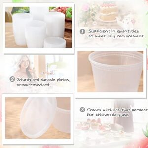 100 Sets Plastic Food Containers with Lids 16 oz Deli Storage Containers Disposable Soup Containers with Airtight Lids Leakproof Round Clear Takeout Container, Microwave Dishwasher Freezer Safe