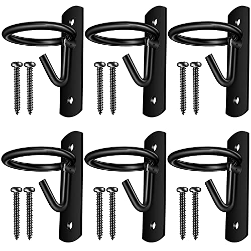 Dunzy 6 Pcs Bucket Hooks for Horses Equestrian Bucket Hook Metal Water Bucket Hangers Horse Stalls Feed Bucket Barn Farmhouse Supplies (Black)