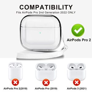 Camofit Case Compatible with Airpods Pro 2nd Generation Case Clear 2022, Soft TPU Transparent Protective Cover Case, Shockproof Case Skin with Hand Strap Compatible with Airpods Pro 2 Charging Case