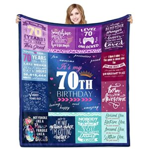 70th birthday gifts for women blanket 60x50in, 70th birthday gifts for her, 70th birthday decorations for women, 70 year old birthday gifts for women sister wife mom grandma soft warm throw blanket