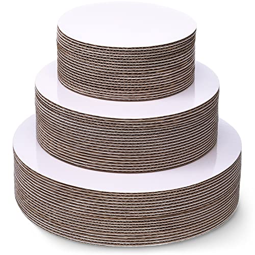 60 Pack Round Cake Boards Circle Cardboard Base Boards Grease Proof Cardboard Disposable for Baking Cake Pizza, 6 Inch, 8 Inch, 10 Inch