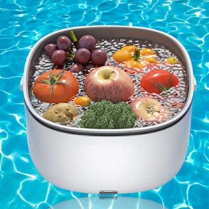 comuster fruit and vegetable washing machine, ultrasonic fruit washing unit, dual drain electric wash basket ingredient purifier for kitchen food washing, 9 * 9 * 5.1 inch ipx7 waterproof(square)